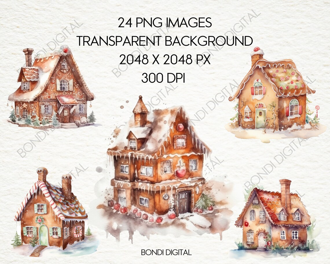 Watercolor Gingerbread House Clipart | PNG Format for Commercial Use ...