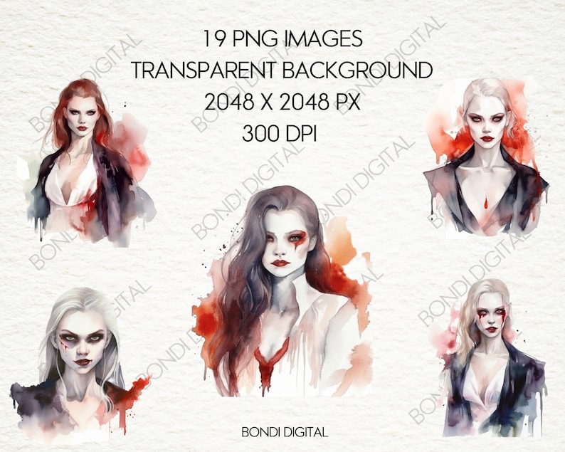 Watercolor Vampire Clipart PNG Format for Commercial Use, Instant ...