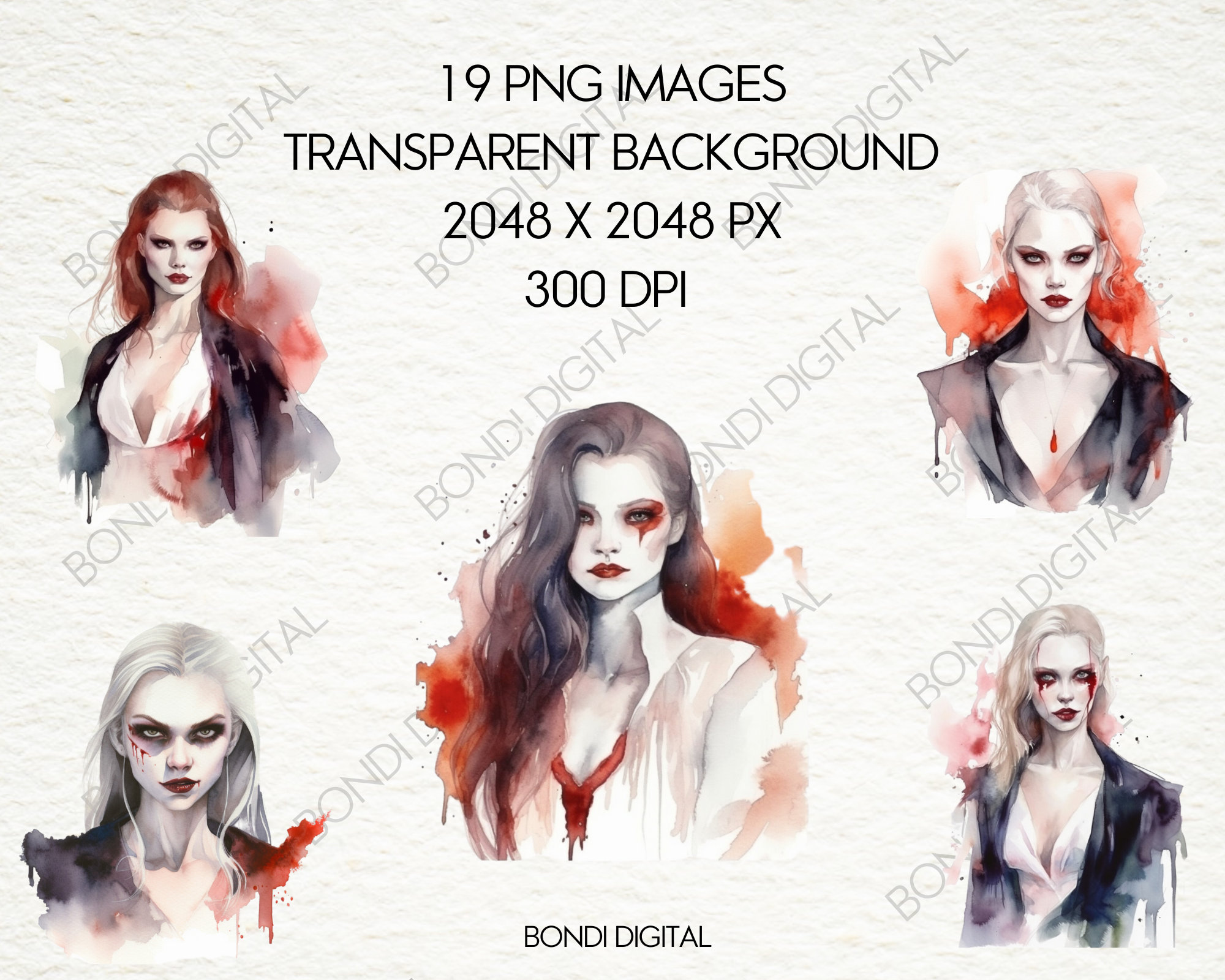 Watercolor Vampire Clipart PNG Format for Commercial Use, Instant ...