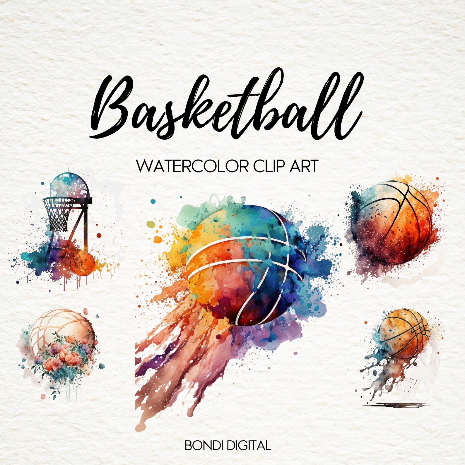 Watercolor Basketball Clipart - PNG Format for Commercial Use - Instant ...