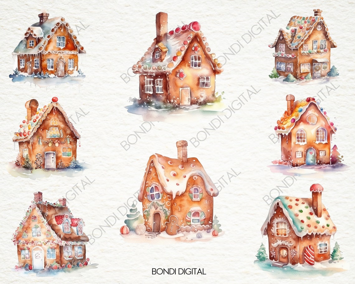 Watercolor Gingerbread House Clipart | PNG Format for Commercial Use ...