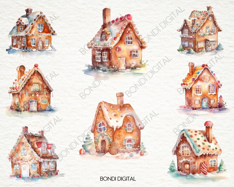 Watercolor Gingerbread House Clipart | PNG Format for Commercial Use ...