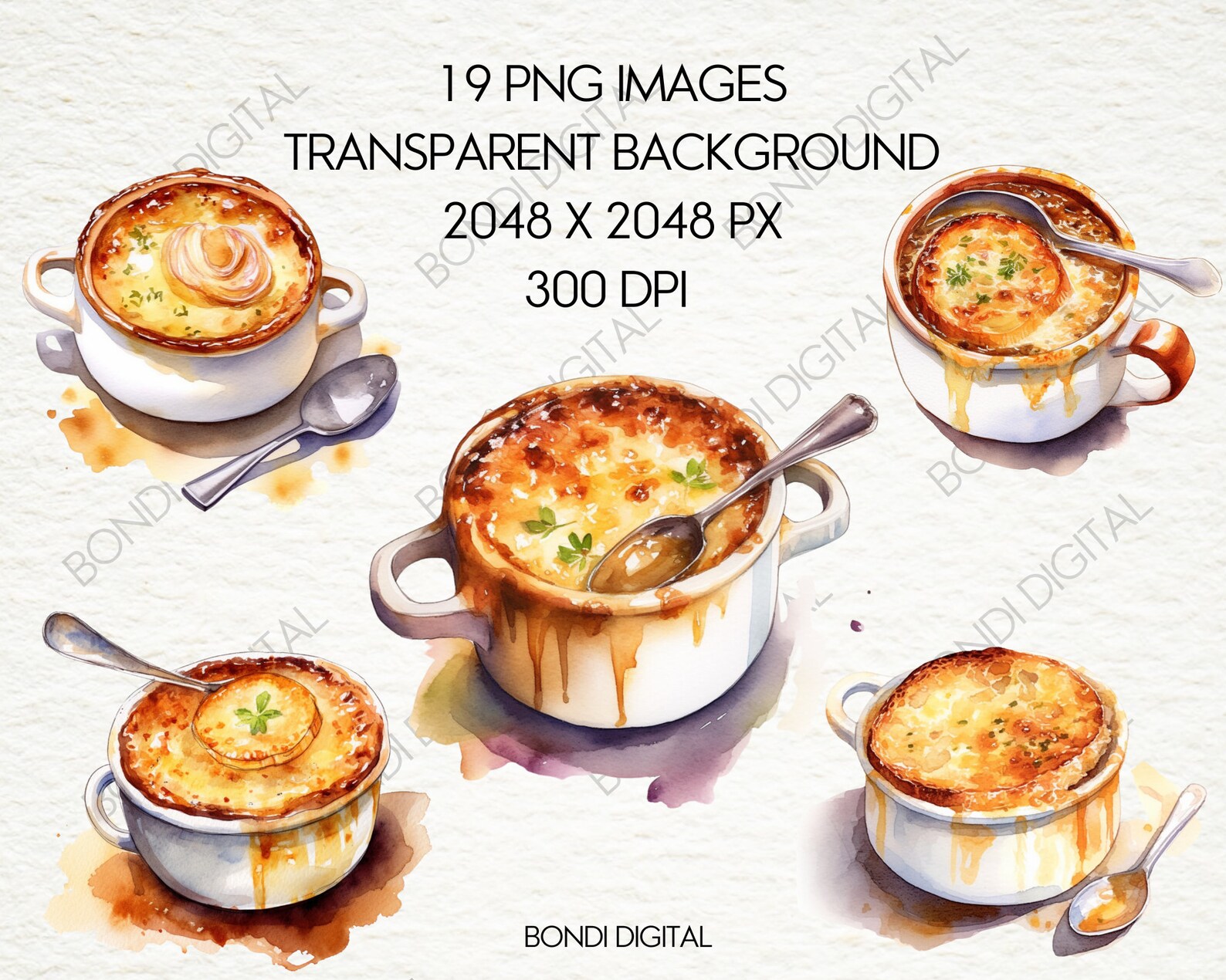 Watercolor French Onion Soup Clipart | PNG Format for Commercial Use ...