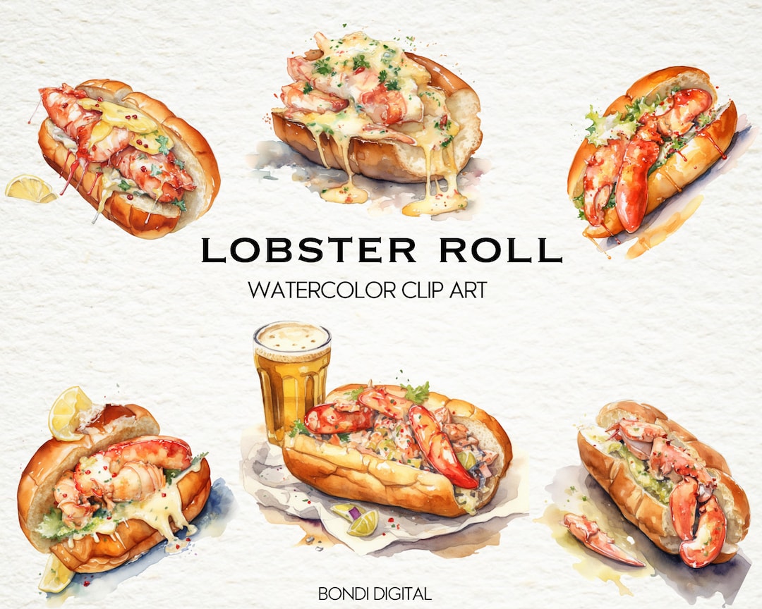 Watercolor Lobster Roll Clipart | PNG Format for Commercial Use ...