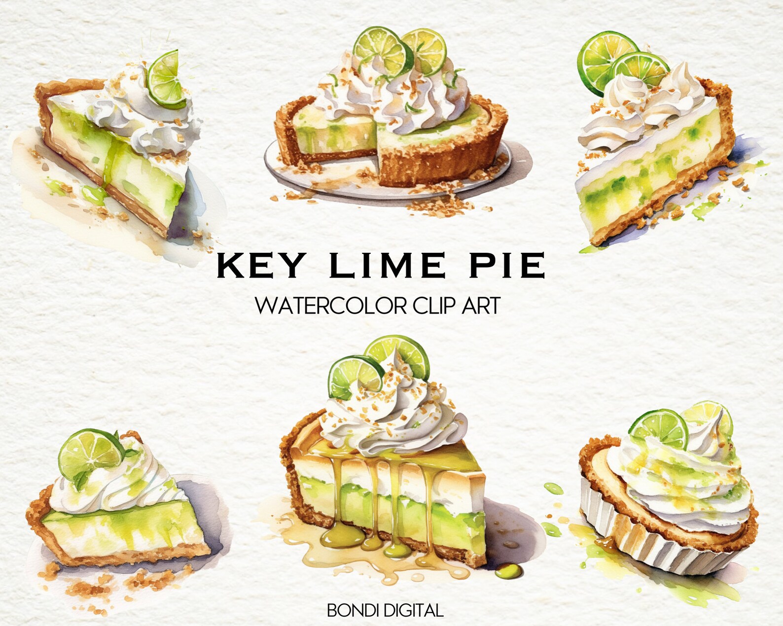 Watercolor Key Lime Pie Clipart | PNG Format for Commercial Use ...