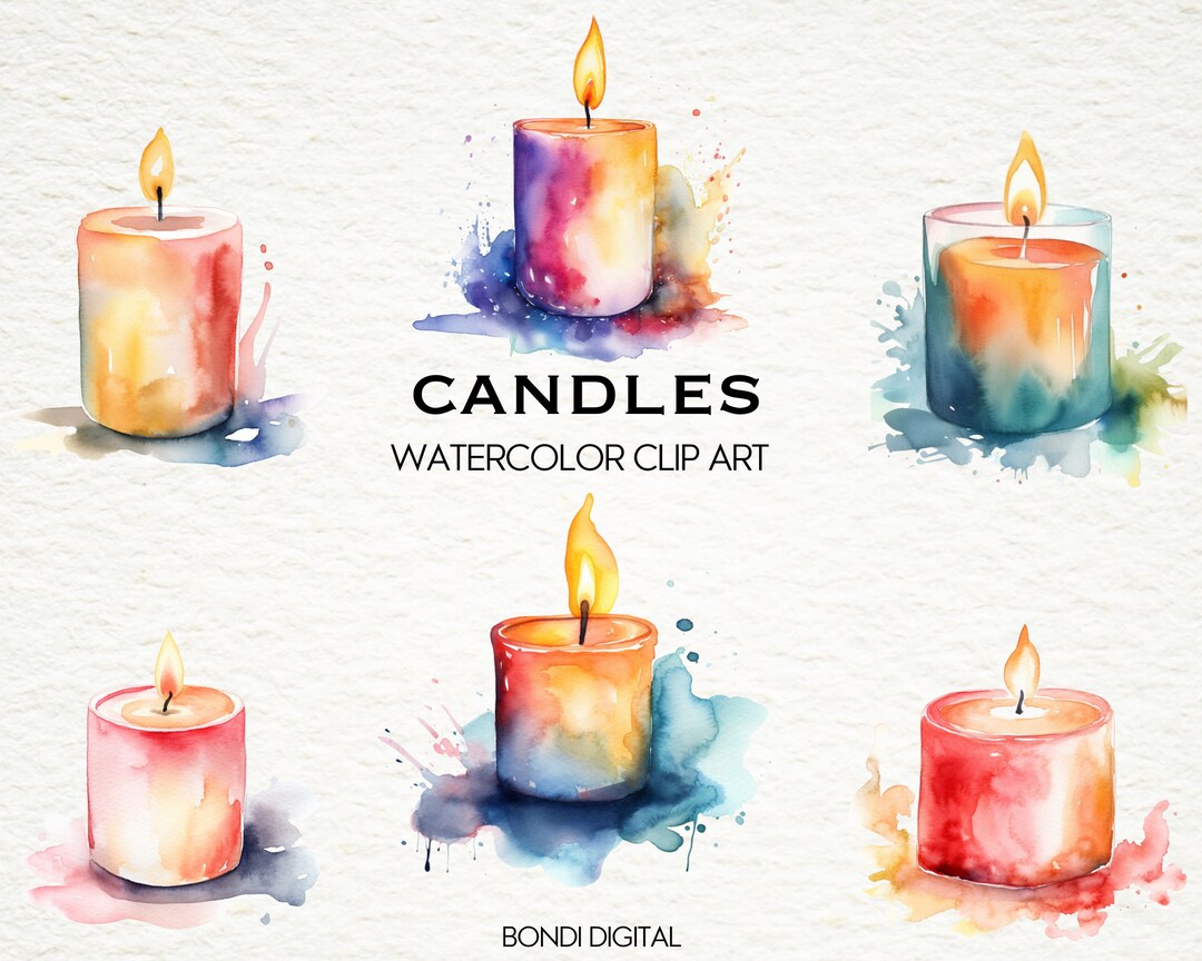 Watercolor Candle Clipart | PNG Format for Commercial Use, Instant ...