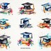 Watercolor Graduation Caps Clipart | PNG Format for Commercial Use ...