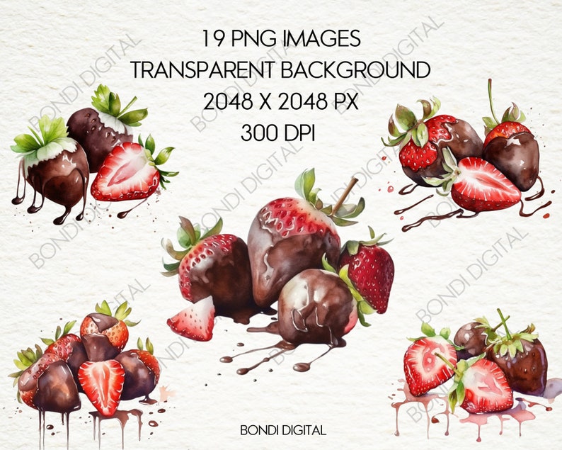 Watercolor Chocolate Strawberry Clipart | PNG Format for Commercial Use ...