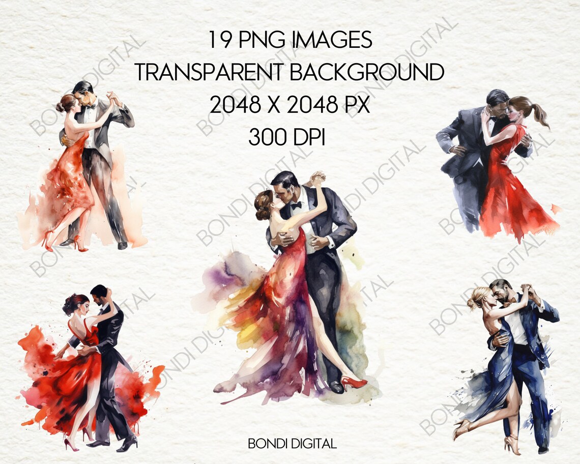 Watercolor Tango Clipart | PNG Format for Commercial Use, Instant ...