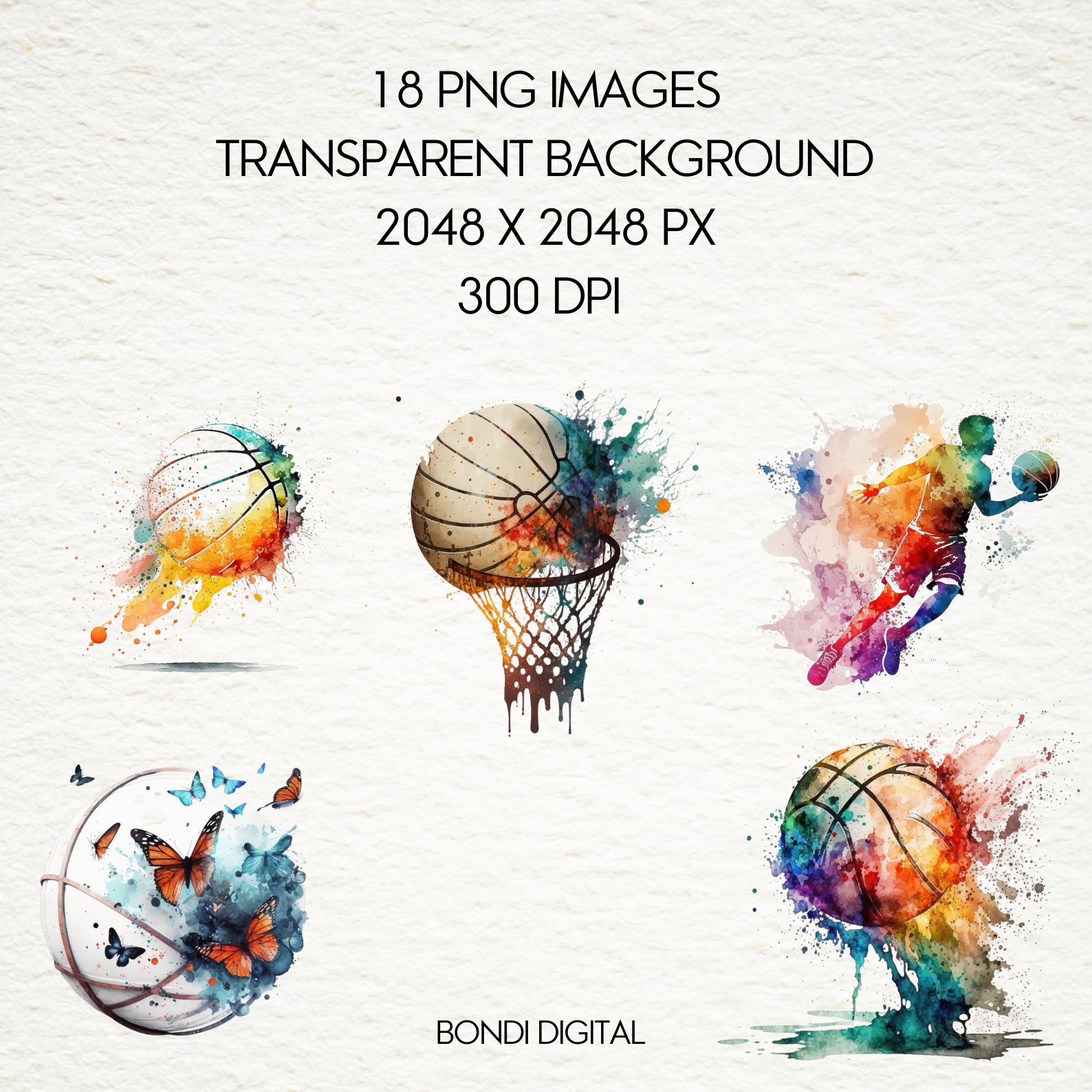 Watercolor Basketball Clipart - PNG Format for Commercial Use - Instant ...