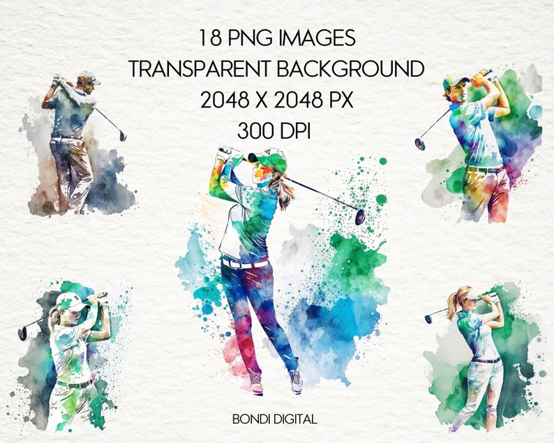 Watercolor Golf Clipart | PNG Format for Commercial Use, Instant ...