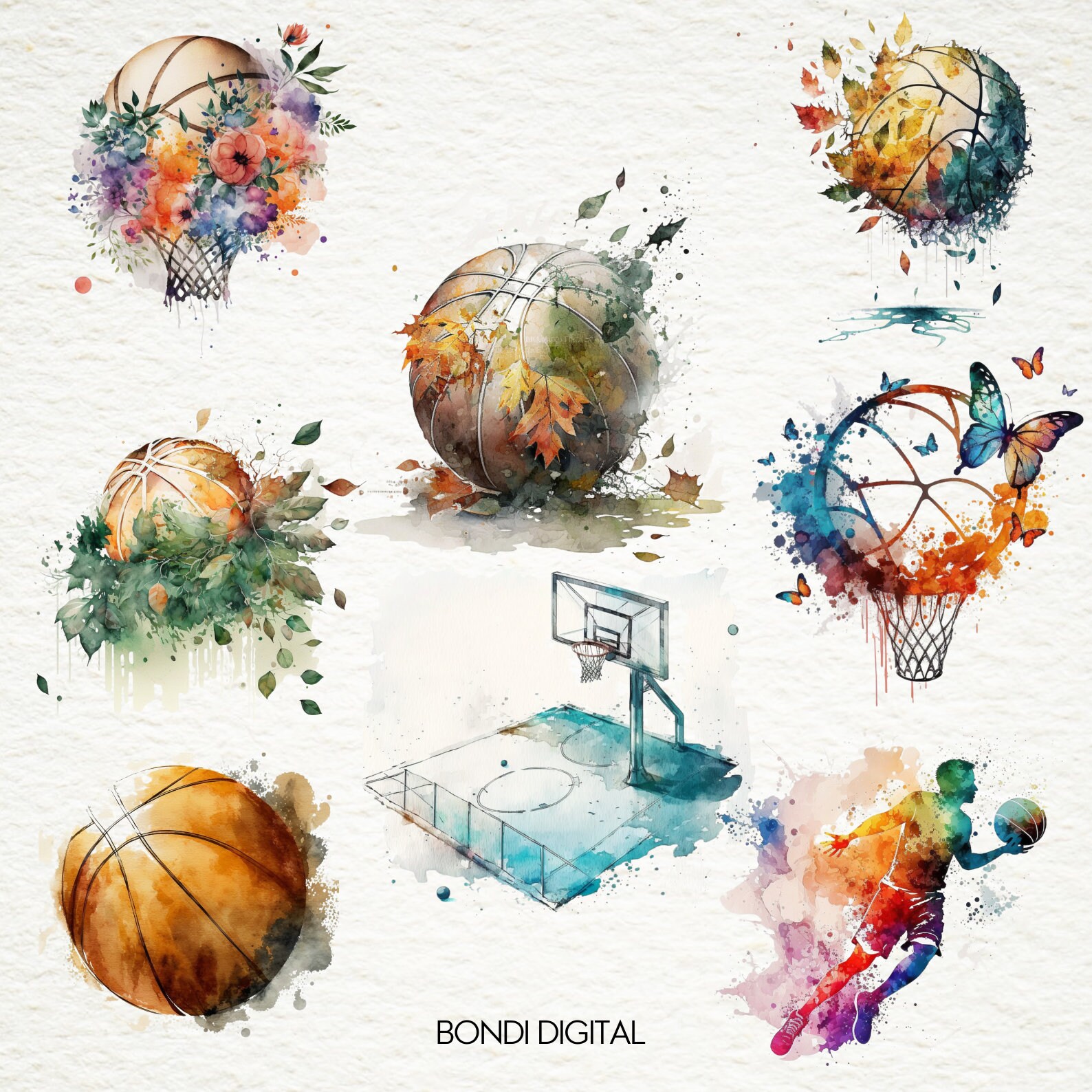 Watercolor Basketball Clipart - PNG Format for Commercial Use - Instant ...