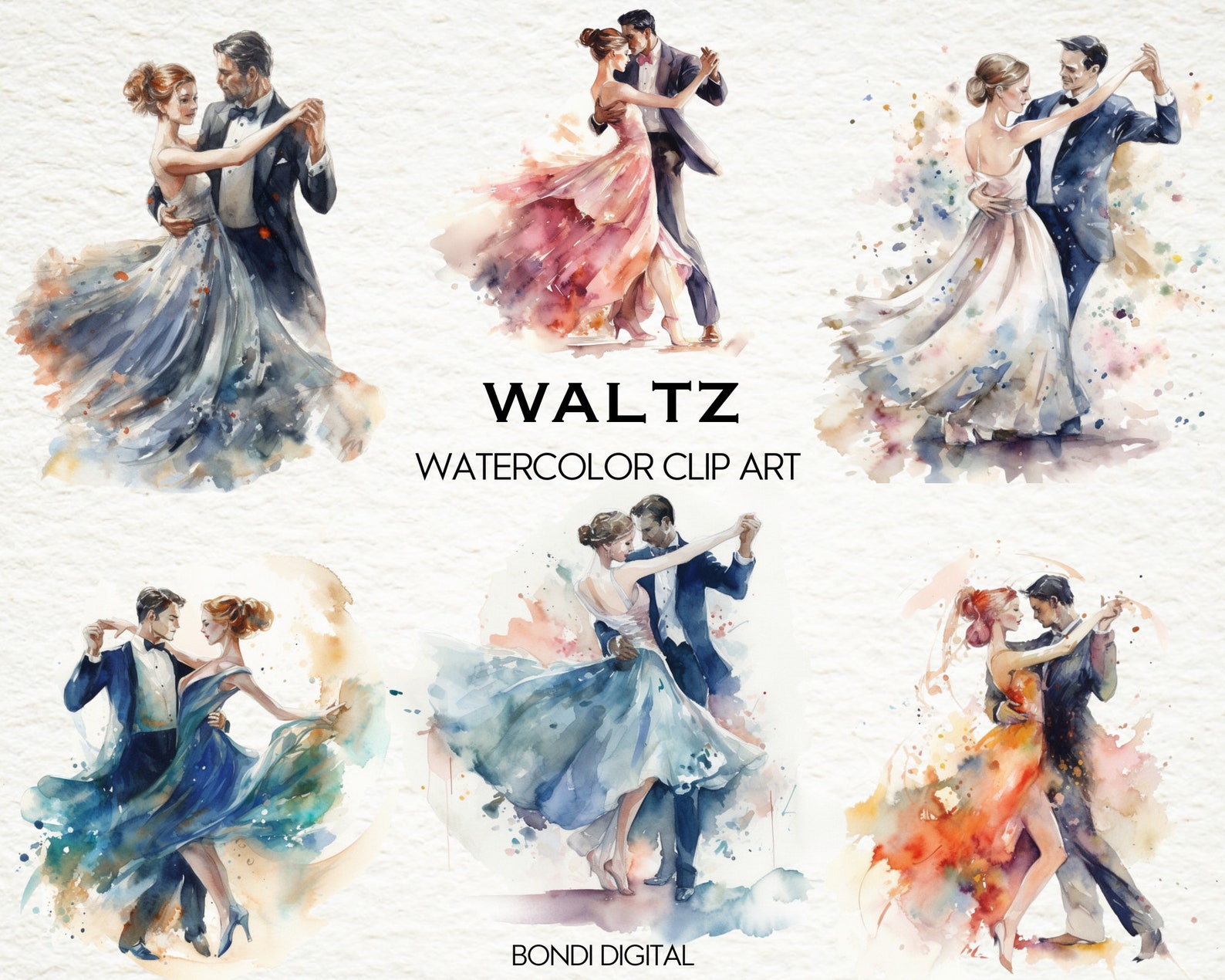 Watercolor Waltz Clipart | PNG Format for Commercial Use, Instant ...