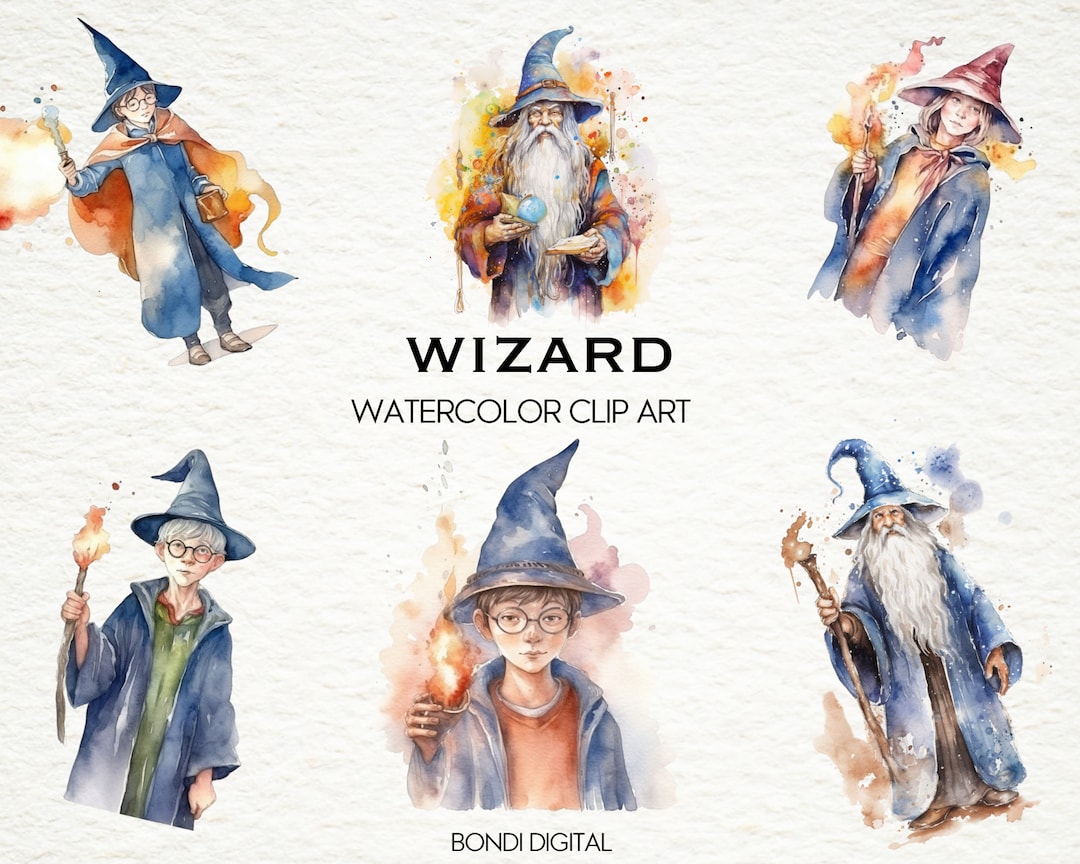 Watercolor Wizard Clipart | PNG Format for Commercial Use, Instant ...