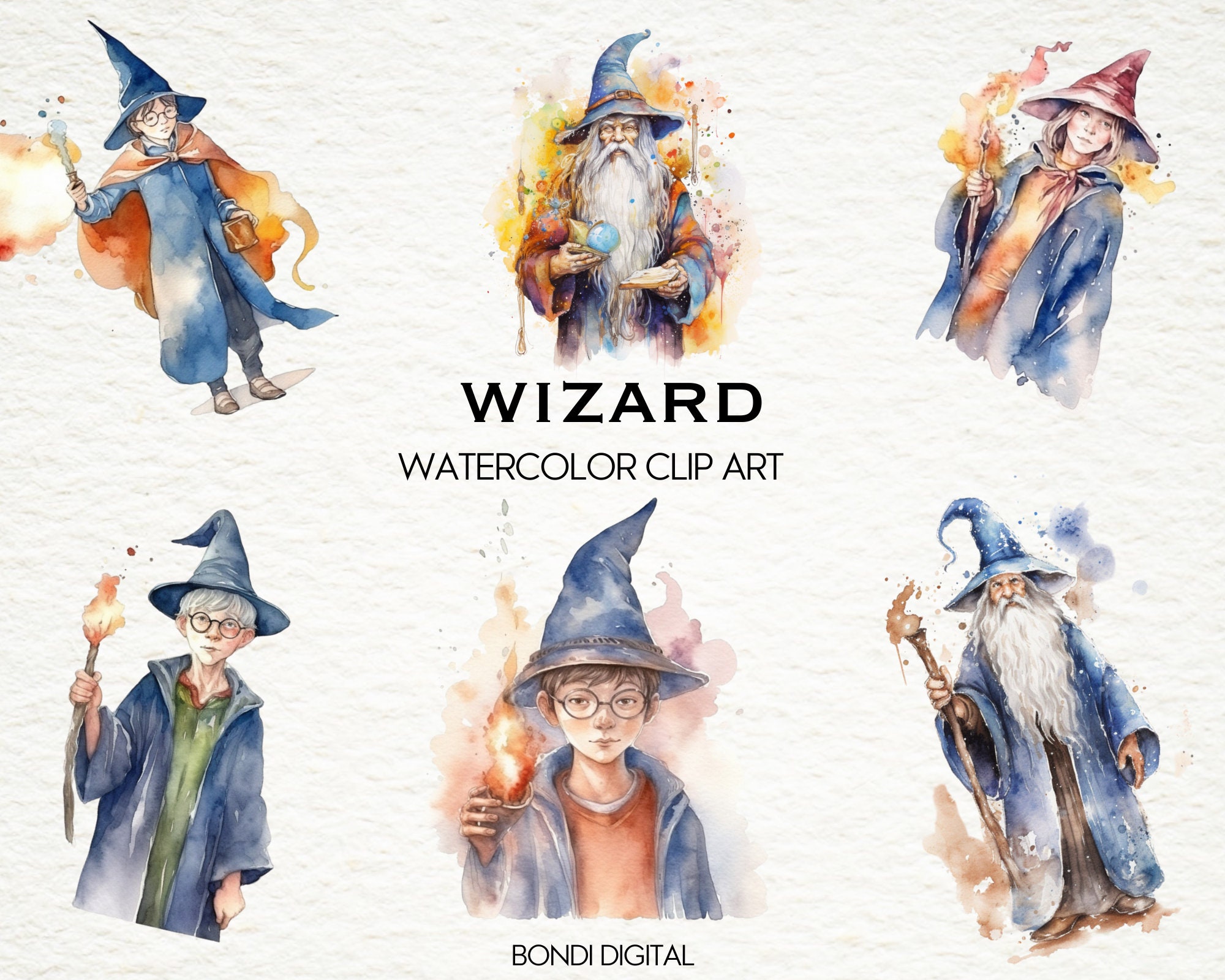 Watercolor Wizard Clipart | PNG Format for Commercial Use, Instant ...