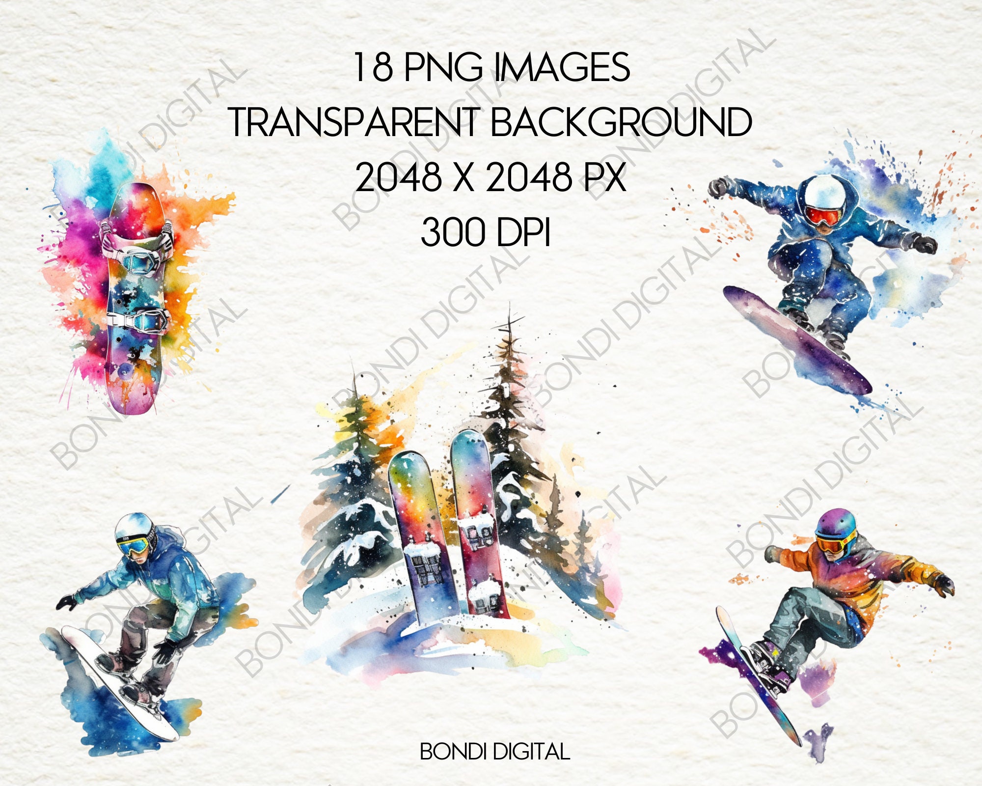 Watercolor Snowboarding Clipart | PNG Format for Commercial Use ...
