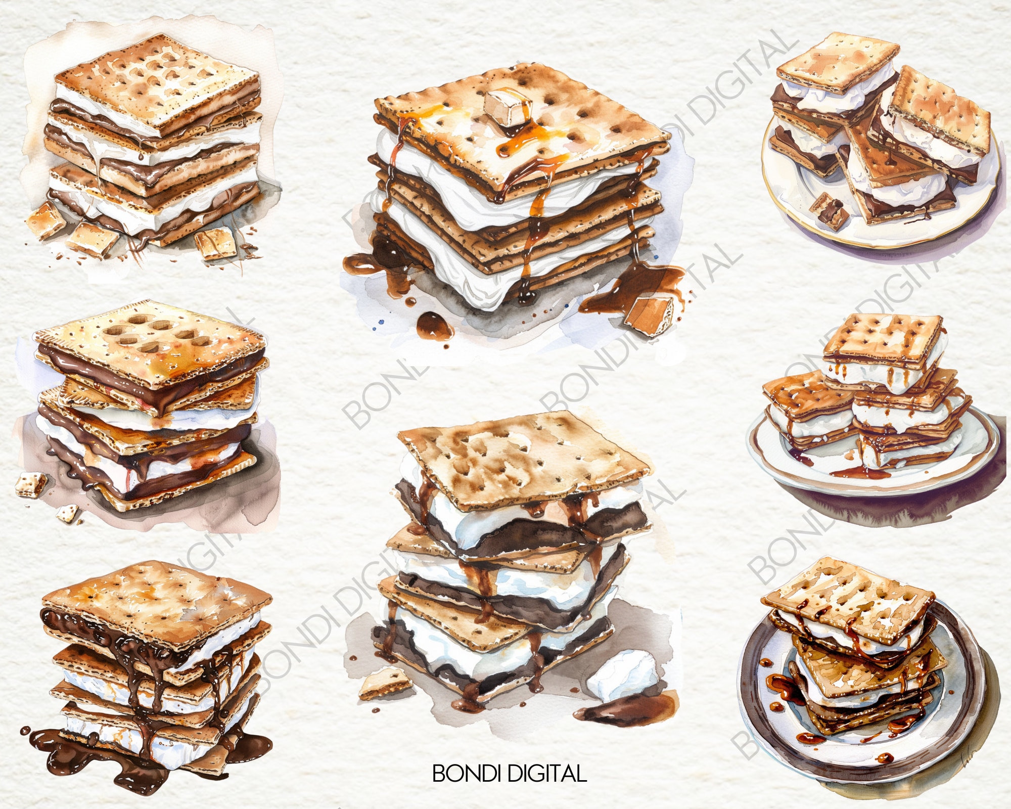 Watercolor S'mores Clipart | PNG Format for Commercial Use, Instant ...