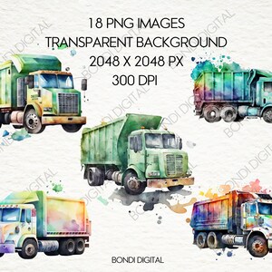 Watercolor Garbage Truck Clipart | PNG Format for Commercial Use ...