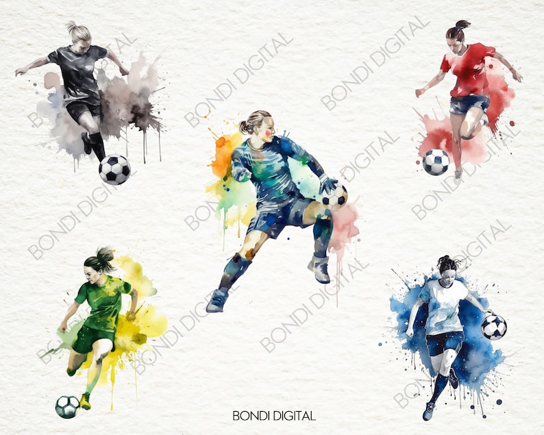 Watercolor Women's Soccer Clipart | PNG Format for Commercial Use ...
