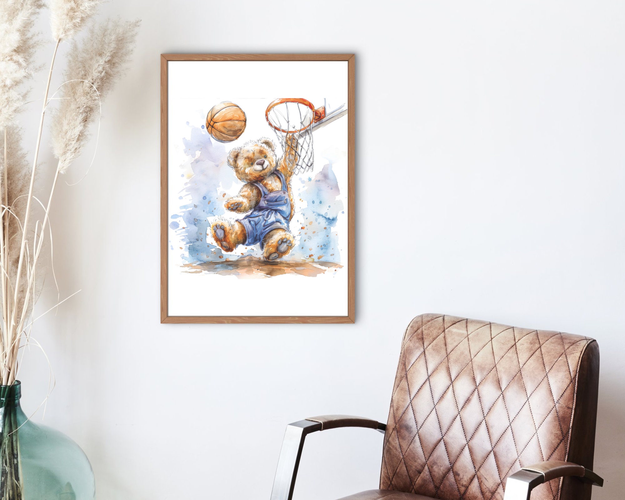 Watercolor Teddy Bear Basketball Clipart | PNG Format for Commercial ...