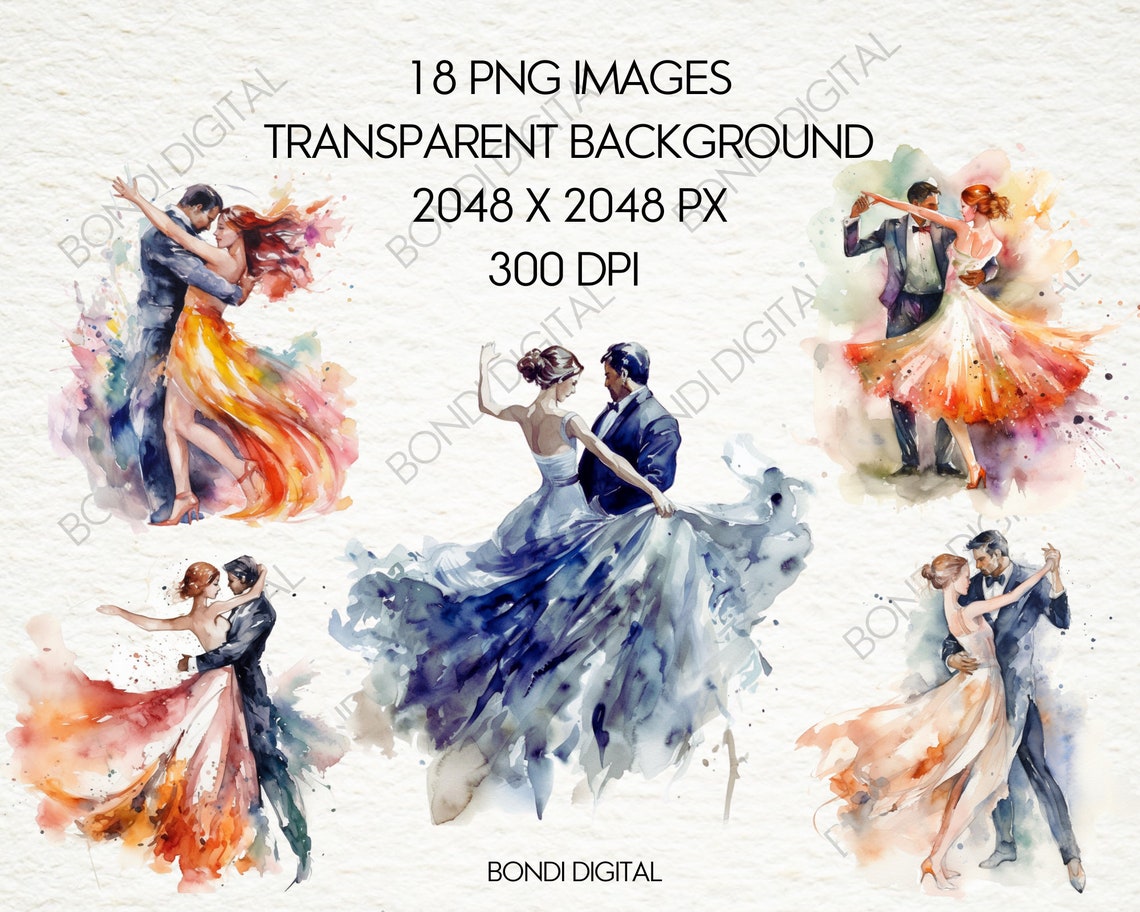 Watercolor Waltz Clipart | PNG Format for Commercial Use, Instant ...