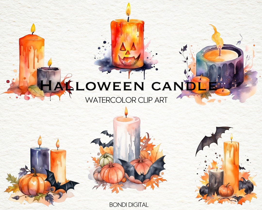 Watercolor Halloween Candle Clipart | PNG Format for Commercial Use ...