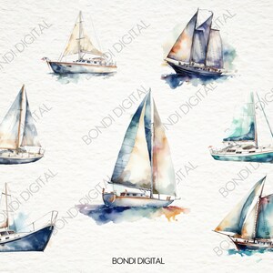Watercolor Sailboat Clipart Nautical Clipart PNG Format for Commercial ...