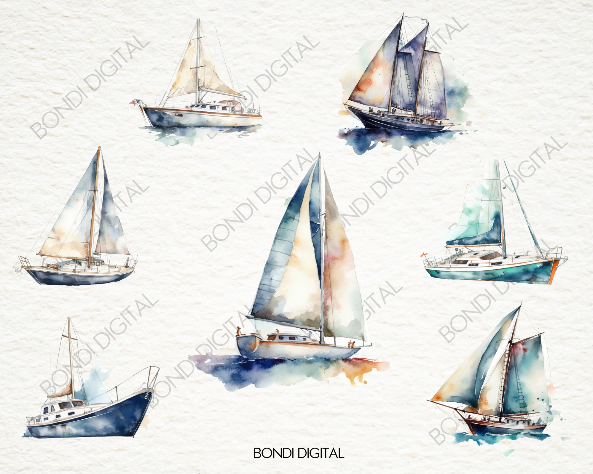 Watercolor Sailboat Clipart | Nautical Clipart | PNG Format for ...