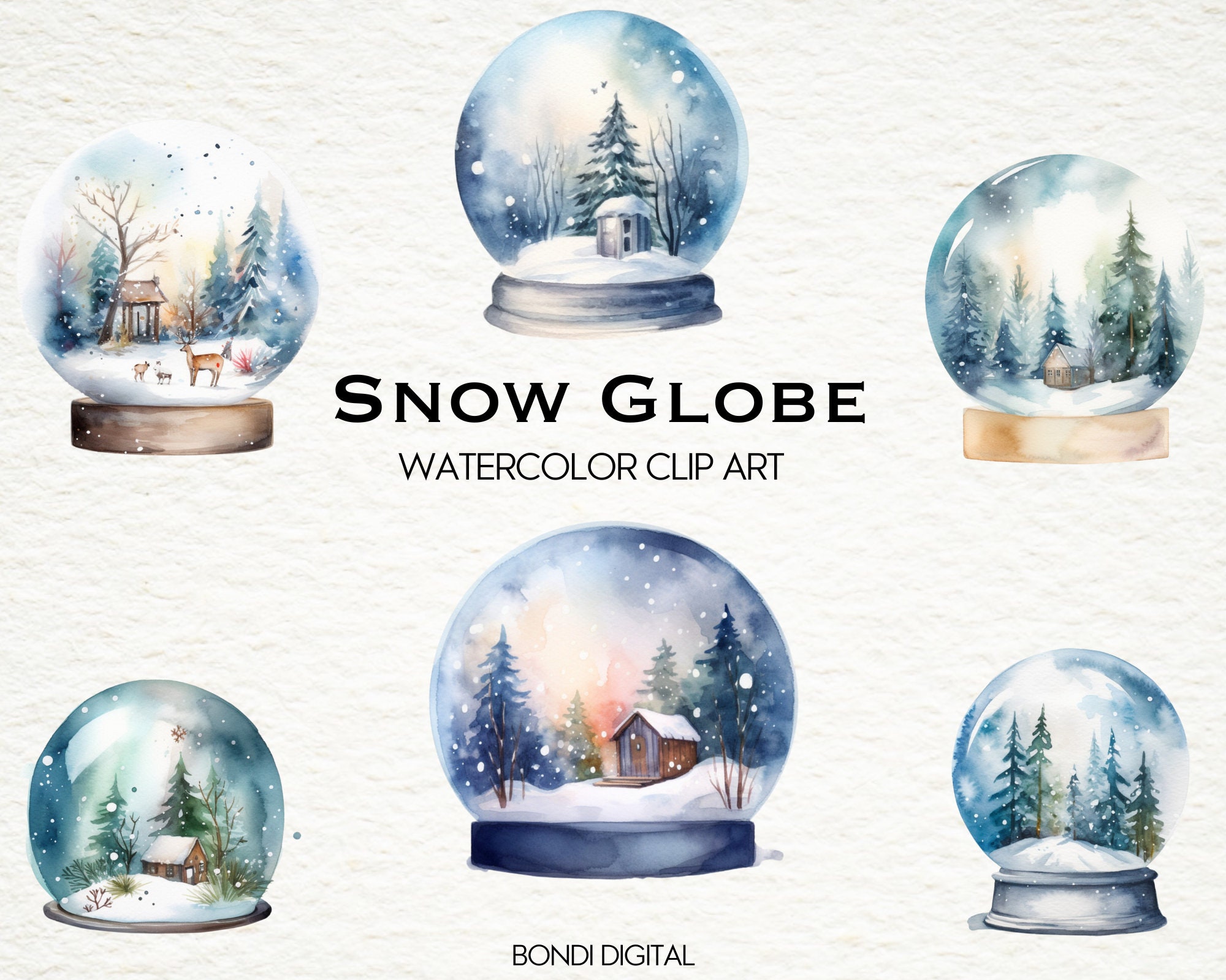 Watercolor Winter Snow Globe Clipart | PNG Format for Commercial Use ...