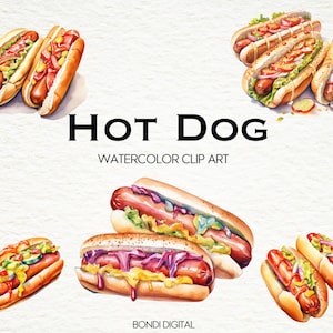Watercolor Hot Dog Clipart - Food Clipart - PNG Format for Commercial ...