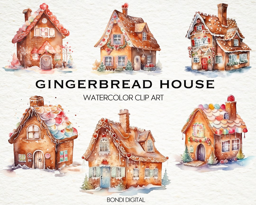 Watercolor Gingerbread House Clipart | PNG Format for Commercial Use ...