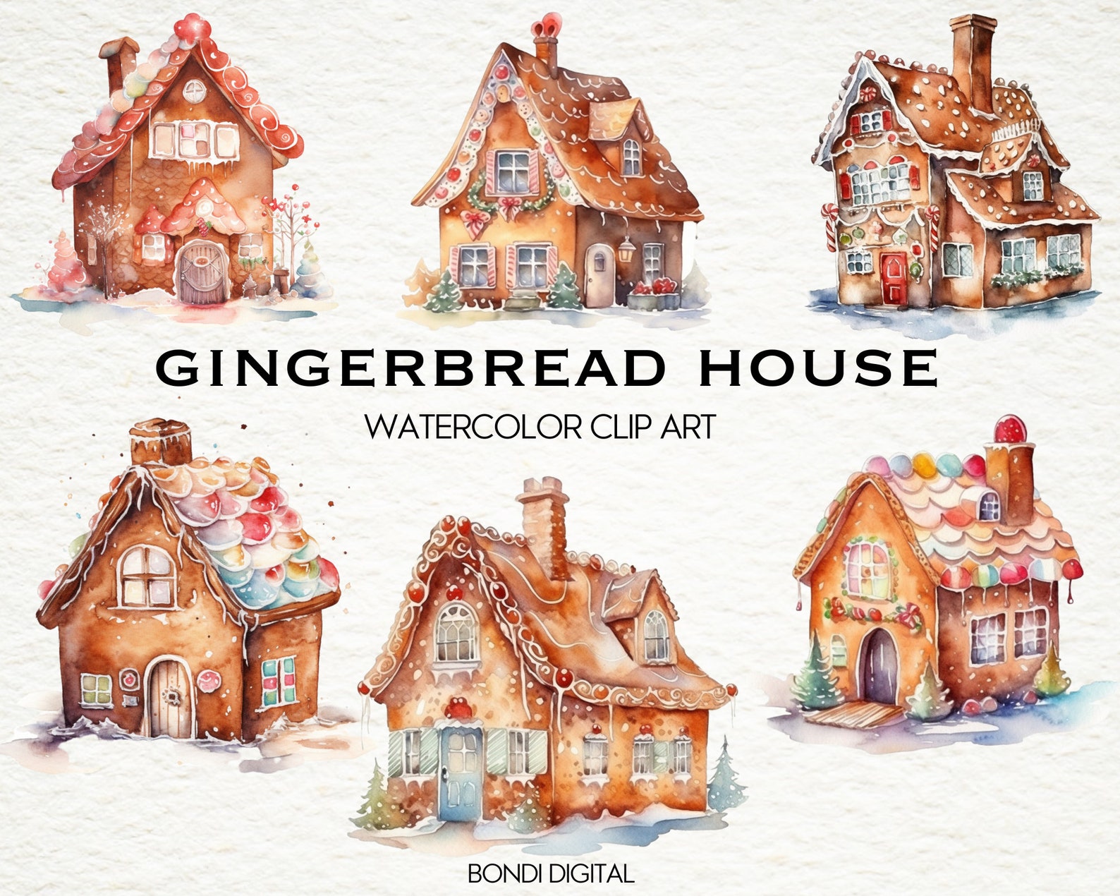 Watercolor Gingerbread House Clipart | PNG Format for Commercial Use ...
