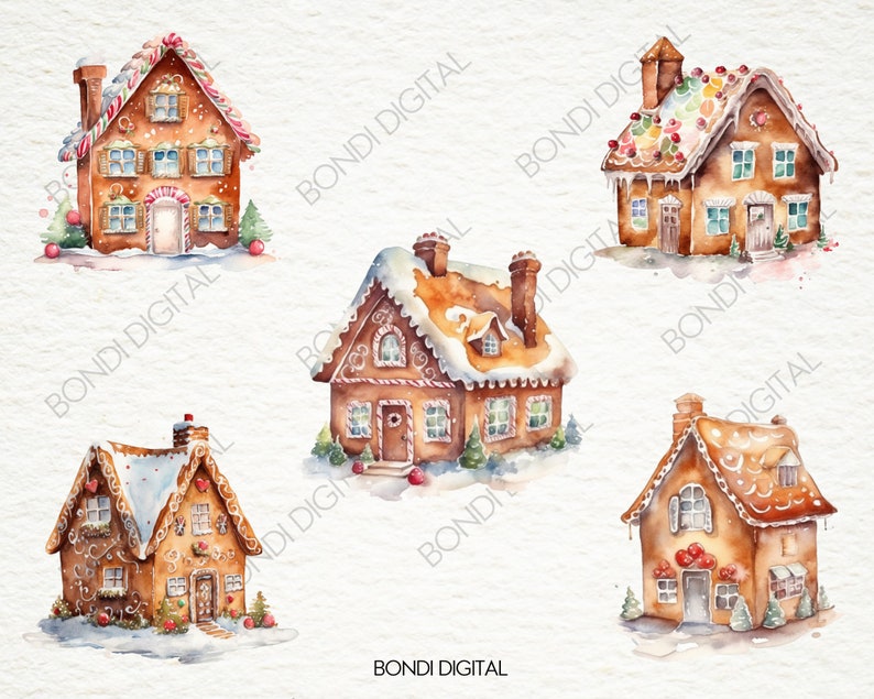 Watercolor Gingerbread House Clipart | PNG Format for Commercial Use ...