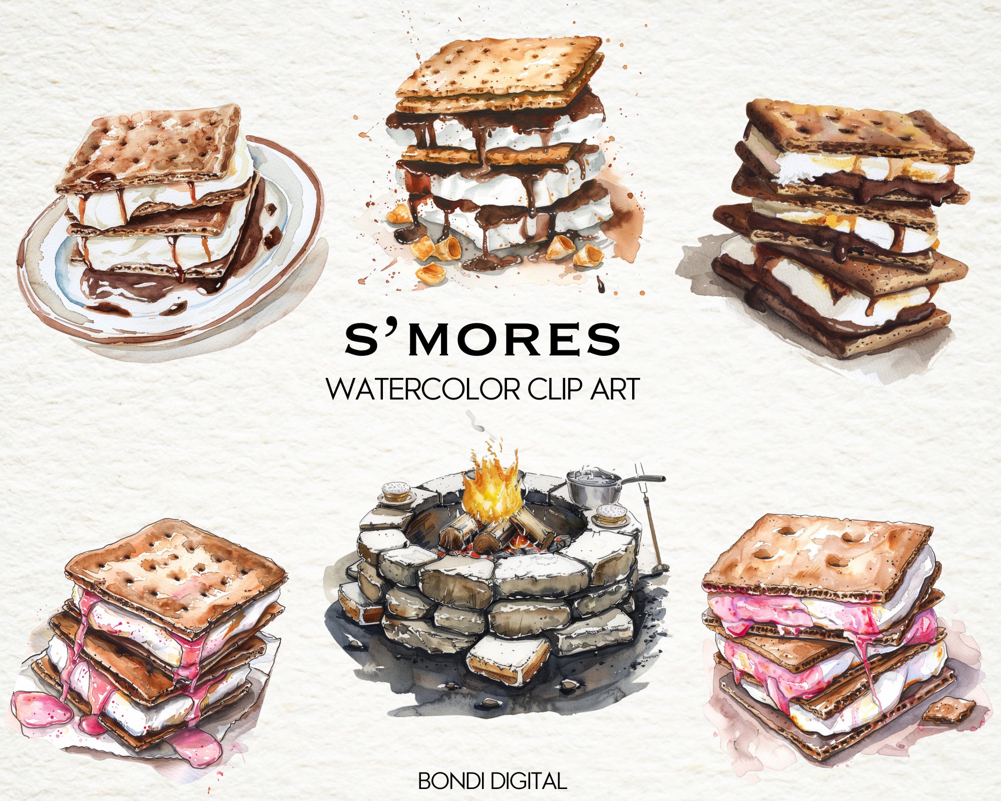 Watercolor S'mores Clipart | PNG Format for Commercial Use, Instant ...