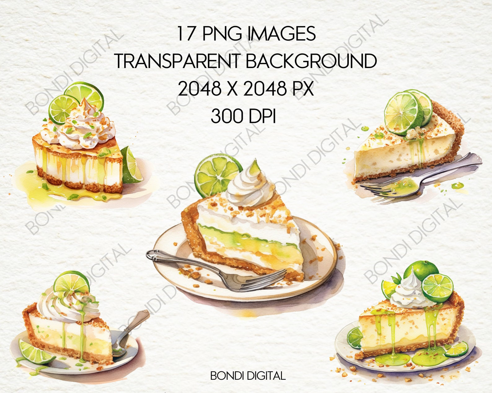 Watercolor Key Lime Pie Clipart | PNG Format for Commercial Use ...