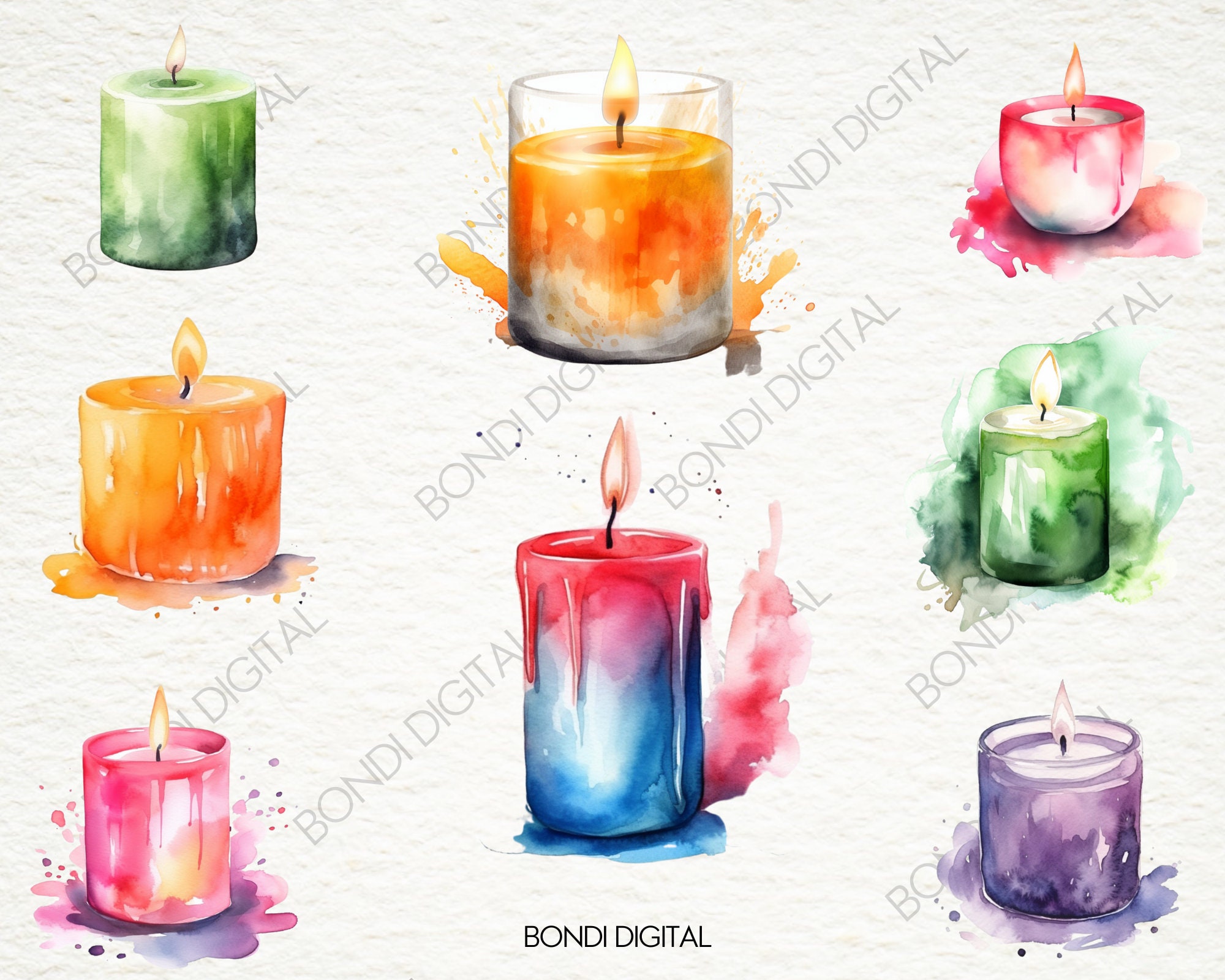 Watercolor Candle Clipart | PNG Format for Commercial Use, Instant ...