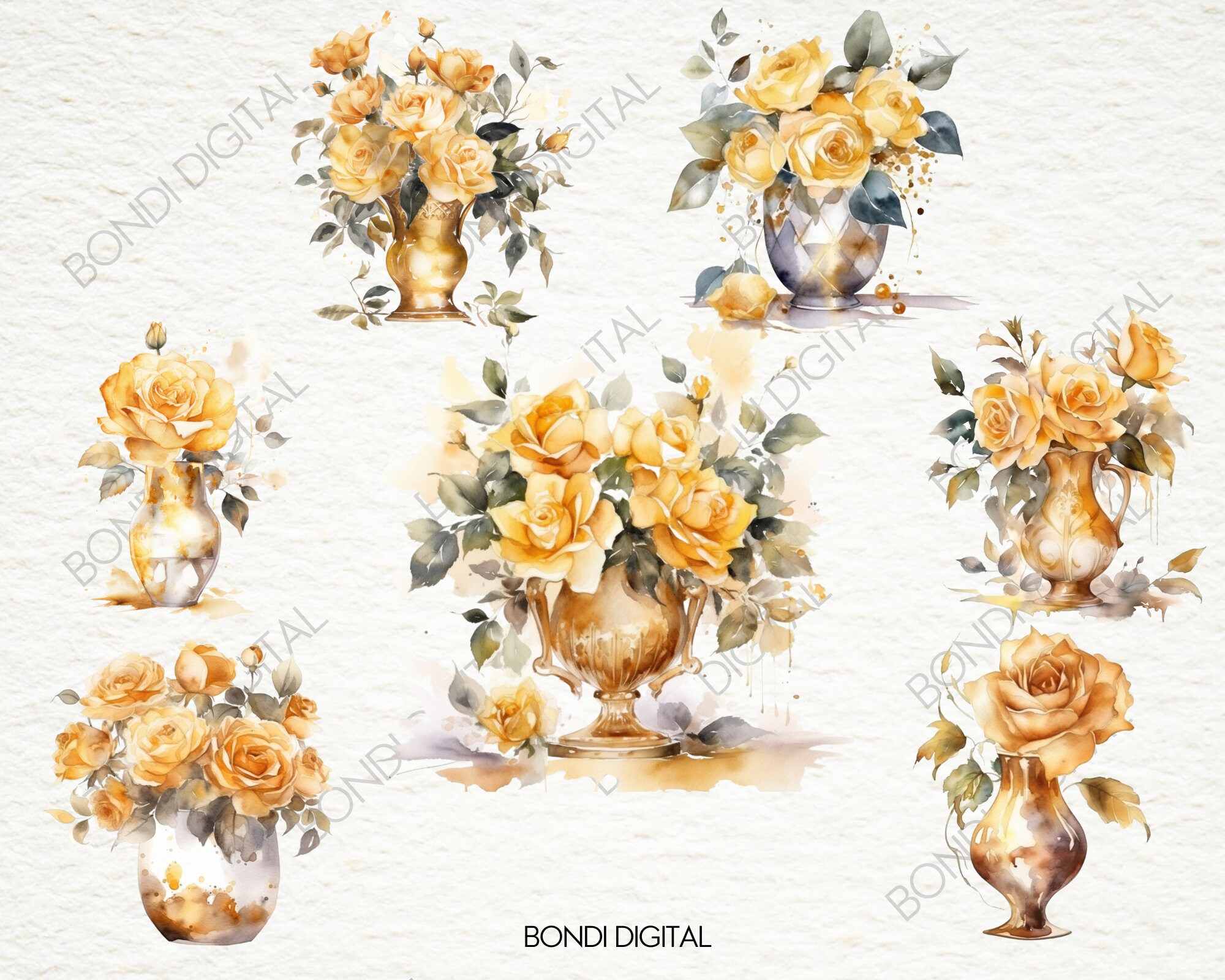 Watercolor Gold Rose Clipart | Flower Clipart | PNG Format for ...