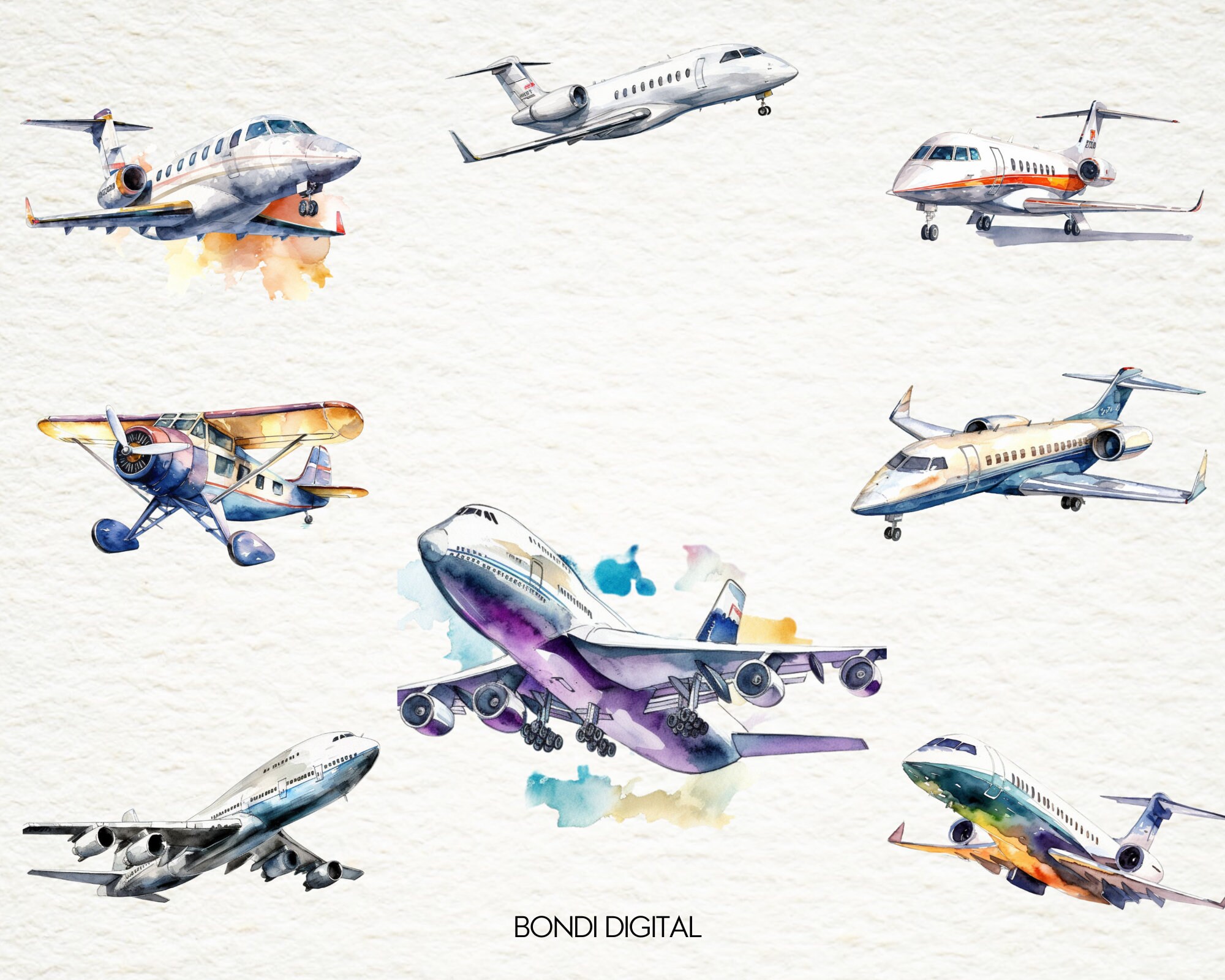 Watercolor Airplane Clipart | Travel Clipart | PNG Format for ...