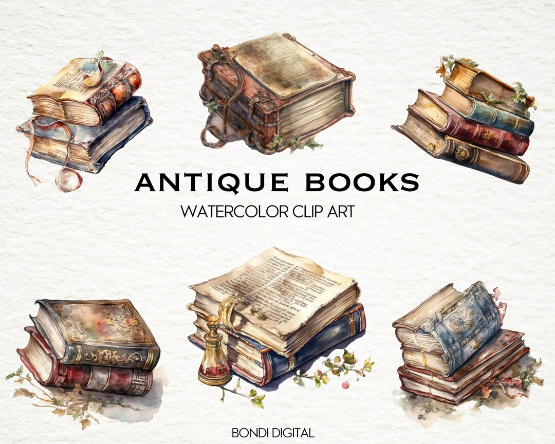 Watercolor Antique Books Clipart | PNG Format for Commercial Use ...