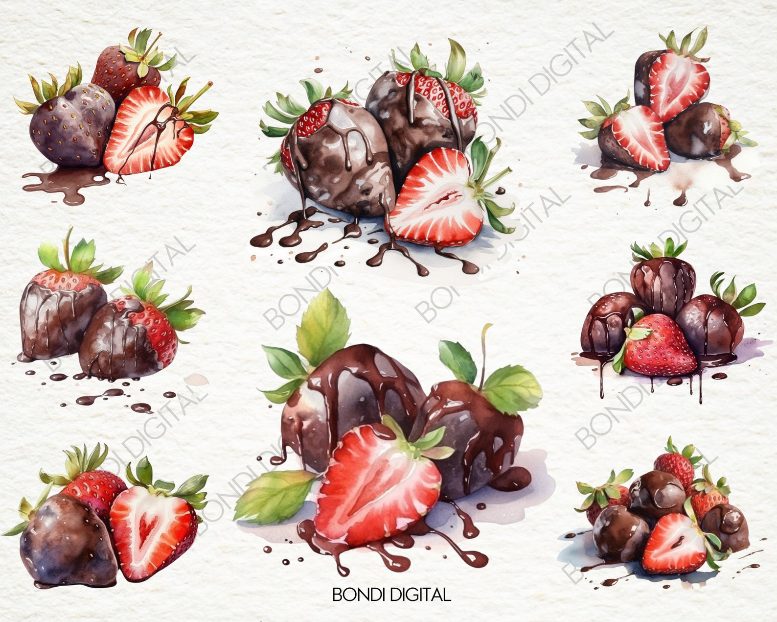 Watercolor Chocolate Strawberry Clipart | PNG Format for Commercial Use ...
