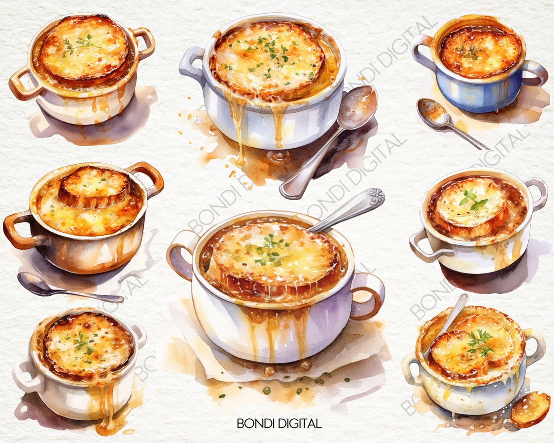 Watercolor French Onion Soup Clipart | PNG Format for Commercial Use ...