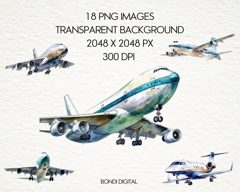 Watercolor Airplane Clipart | Travel Clipart | PNG Format for ...