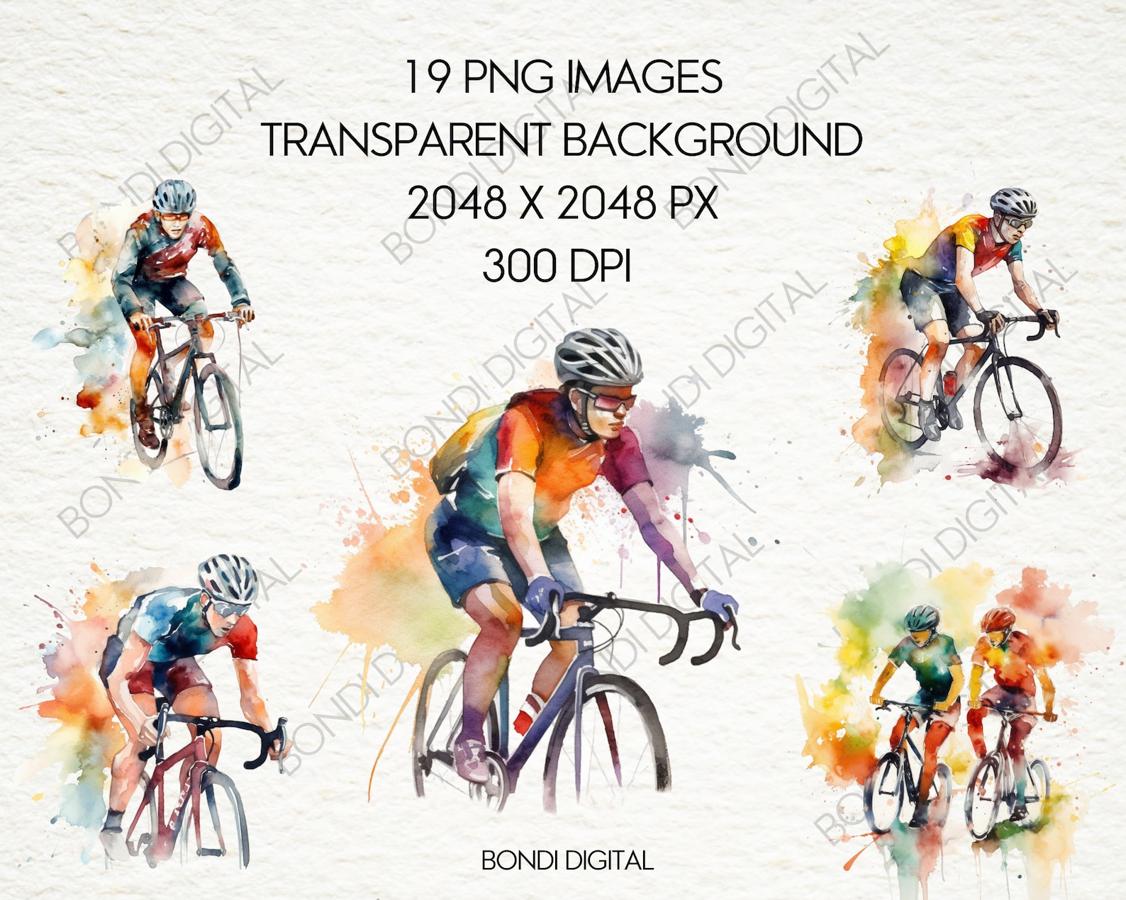 Watercolor Cycling Clipart | PNG Format for Commercial Use, Instant ...