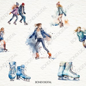 Watercolor Ice Skating Clipart | PNG Format for Commercial Use, Instant ...