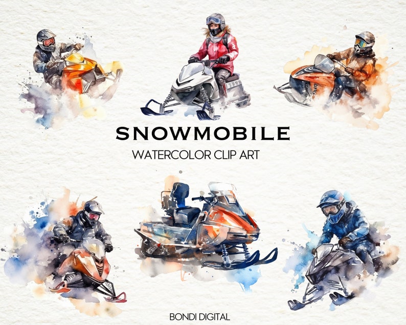 Watercolor Snowmobile Clipart | PNG Format for Commercial Use, Instant ...