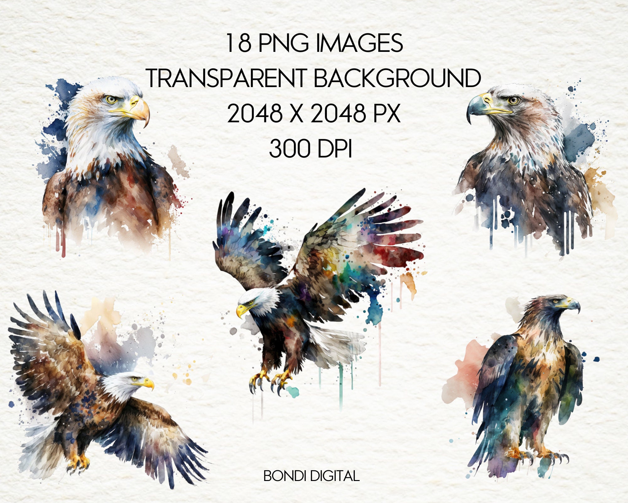 Watercolor Eagle Clipart | PNG Format for Commercial Use, Instant ...