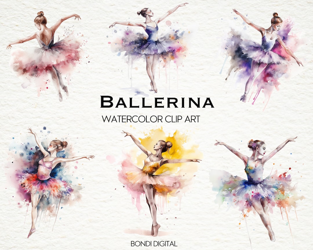 Watercolor Ballerina Clipart | PNG Format for Commercial Use, Instant ...