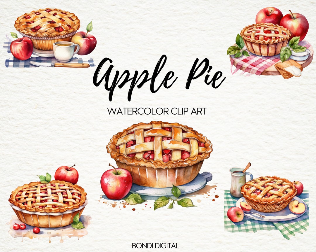 Watercolor Apple Pie Clipart | Food Clipart | PNG Format for Commercial ...
