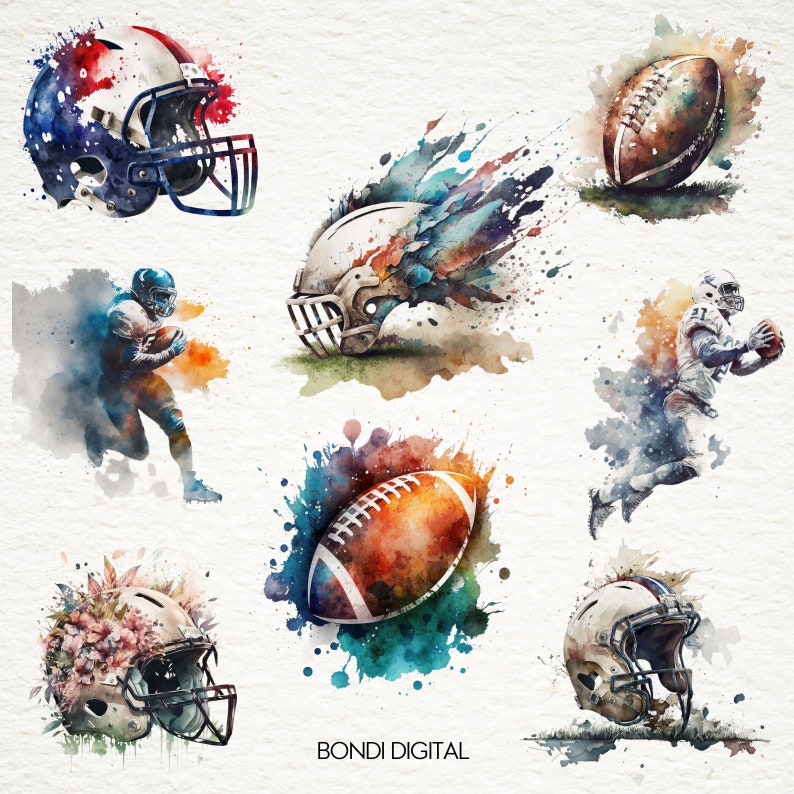 Watercolor Football Clipart - PNG Format for Commercial Use - Instant ...