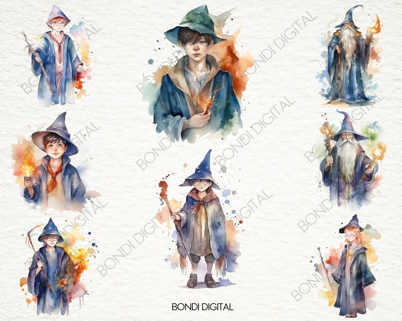 Watercolor Wizard Clipart | PNG Format for Commercial Use, Instant ...